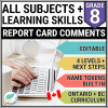 Grade 8 Ontario Report Card Comment Bank - PAST THE POTHOLES
