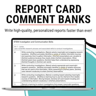 Editable Report Card Comment Banks (Ontario and BC) - PAST THE POTHOLES