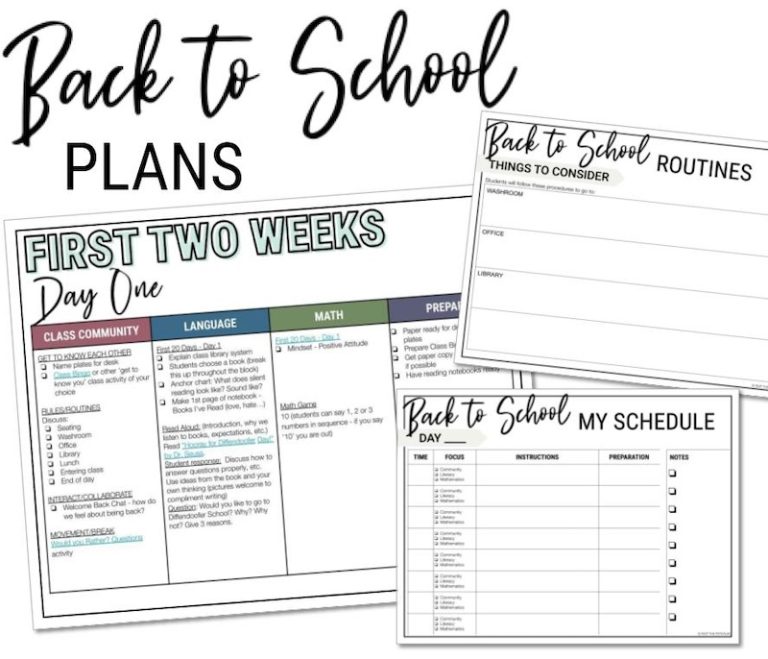 First Week of School Lesson Plans and Activities (10 Day Outline ...